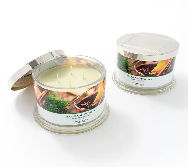 HOMEWORX BY SLATKIN + CO. As Is S/2 Balsam Toddy Candles