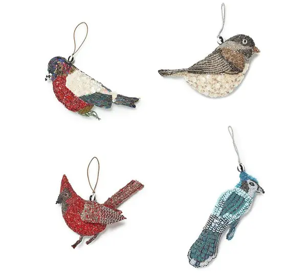 MACKENZIE-CHILDS Set Of 4 Beaded Holiday Ornaments