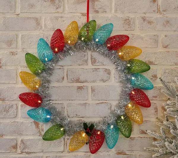 MR. CHRISTMAS As Is 20' C9 Bulb & Tinsel Vintage Wreath