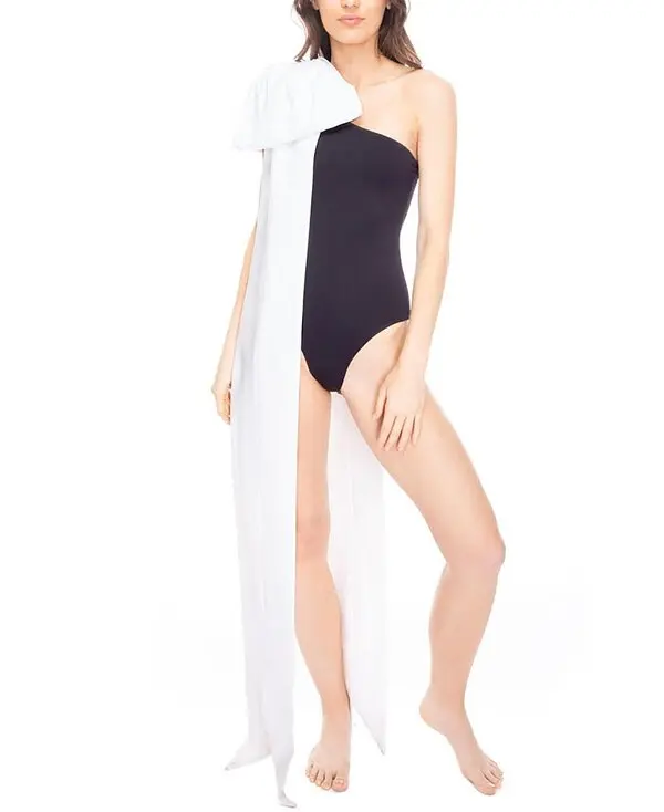 TABACARU Milly One-piece Swimsuit With Bow - Black And White