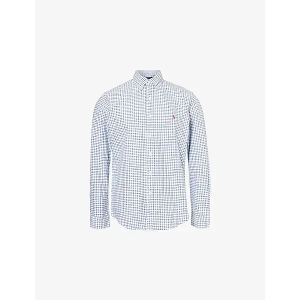 Ralph Lauren Check-pattern Custom-fit Cotton Shirt - 6140a White/blue Multi