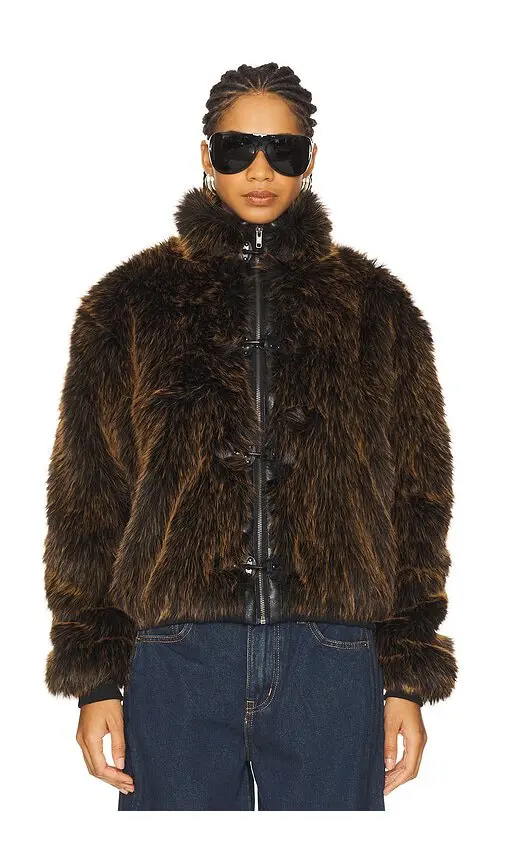 JADED LONDON Mendoza Faux Fur Jacket - Brown