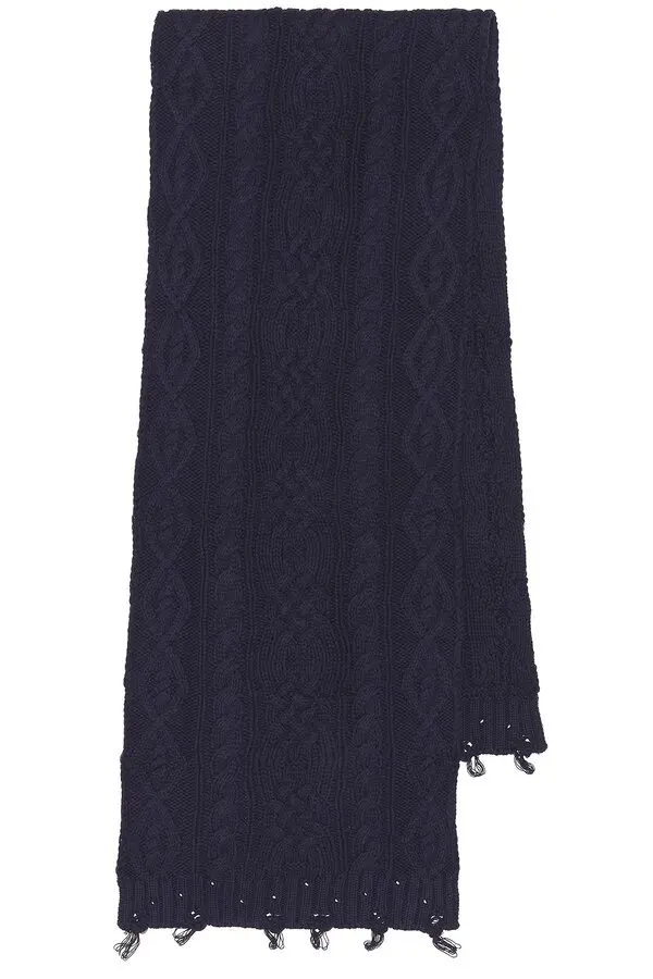 FOUND Distressed Cable Knit Scarf - Navy