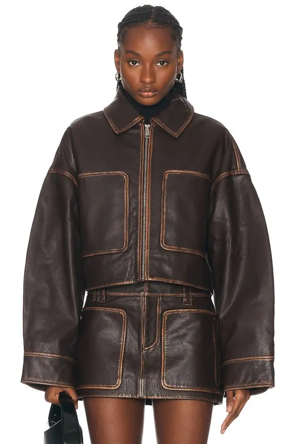 GRLFRND Cropped Leather Jacket