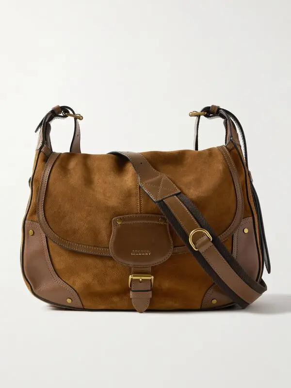 Isabel Marant Sierra Leather-trimmed Suede Shoulder Bag - Brown