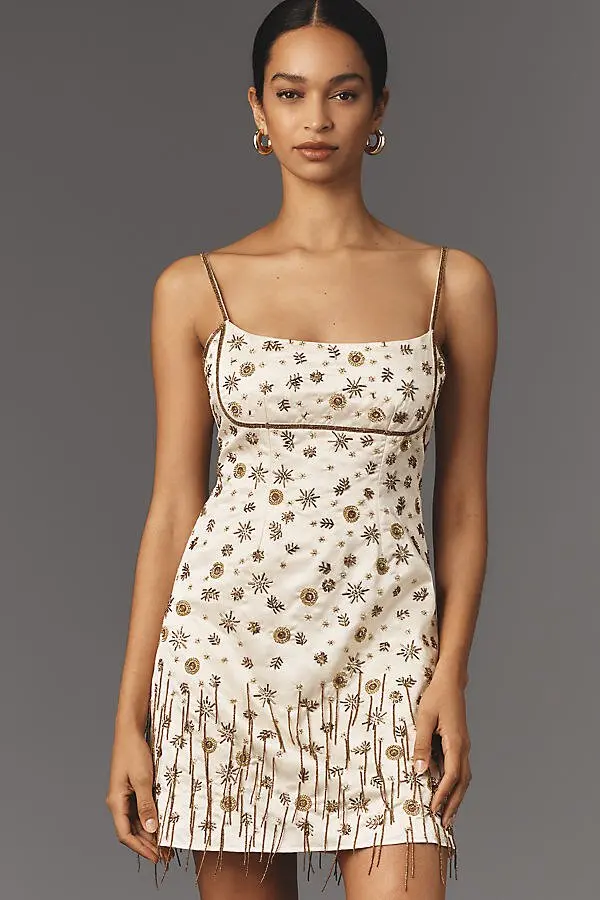 knee length dresses for ladies BUTTERFLY KISS EMBELLISHED DENIM MINI TUBE DRESS – AKIRA
