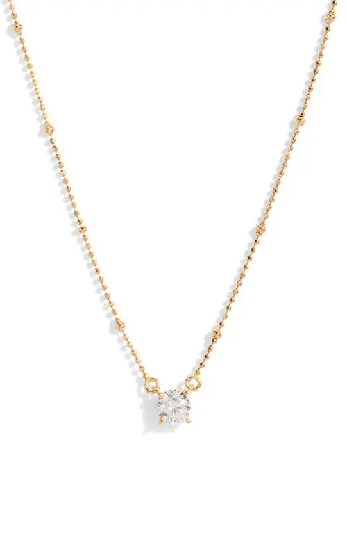 Nordstrom Demi Fine Solitaire Zirconia Pendant Necklace - 14k Gold Plated