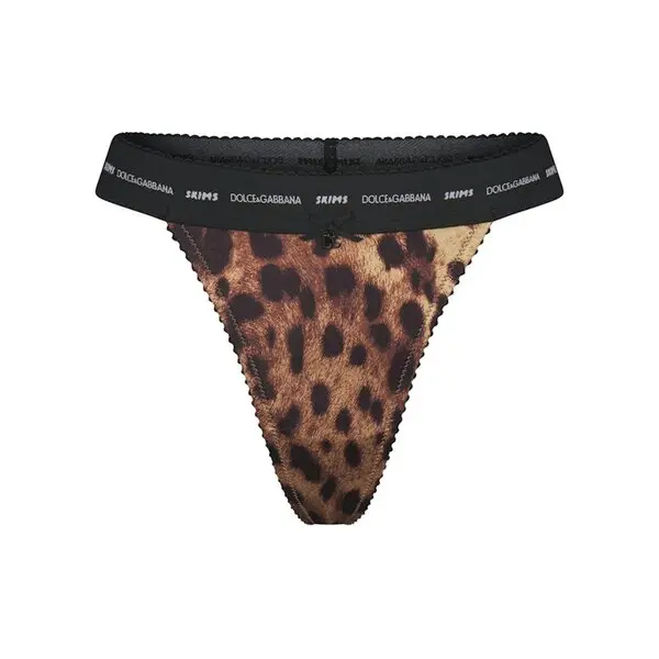 SKIMS X Dolce&gabbana Stretch Satin Thong - Leopard