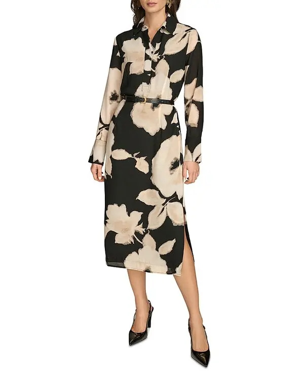 Donna Karan New York Belted Chiffon Midi Dress