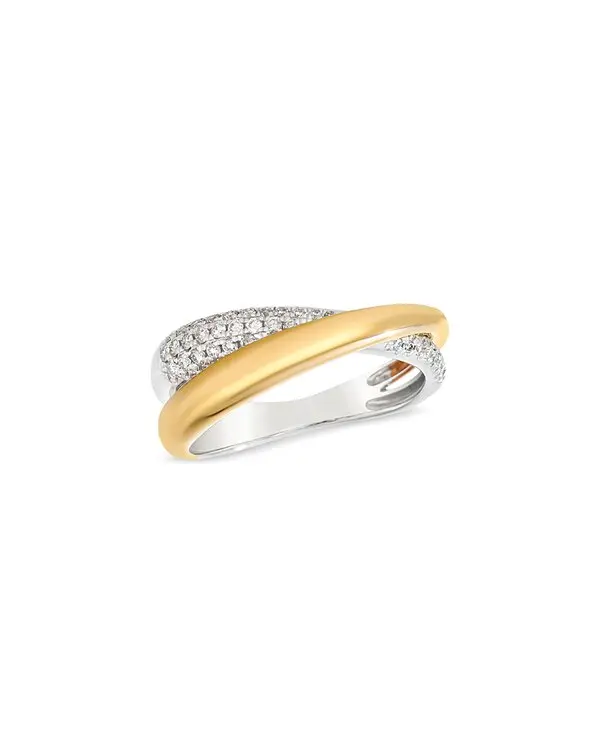 Bloomingdale'S Diamond Crossover Ring 0.20 Tcw In 14k Yellow And White Gold