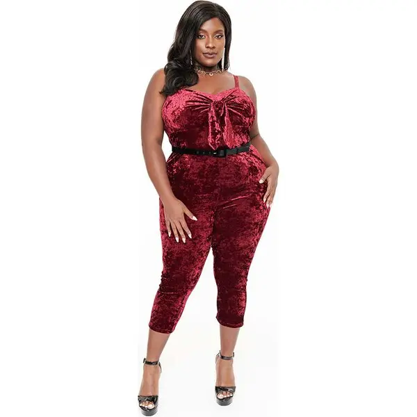 Unique Vintage 1950s Cropped Jumpsuit - Bugundy