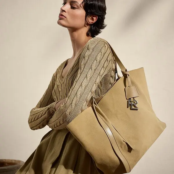 Ralph Lauren Rl 888 Embossed Calf-suede Tote