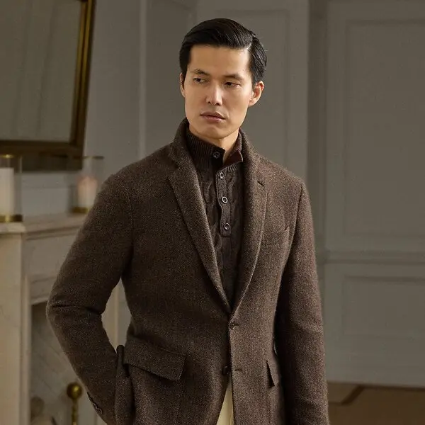 Ralph Lauren Hadley Hand-tailored Herringbone Jacket - Dark Brown Multi