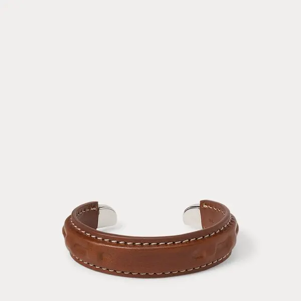 Ralph Lauren Calfskin-wrapped Sterling Silver Cuff - Grey Brown