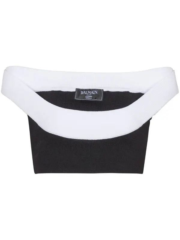 Balmain Ribbed-knit Cropped Top