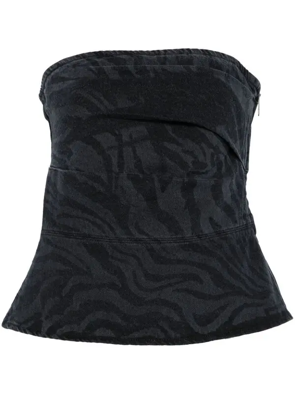 Remain Birger Christensen Zebra-print Denim Top