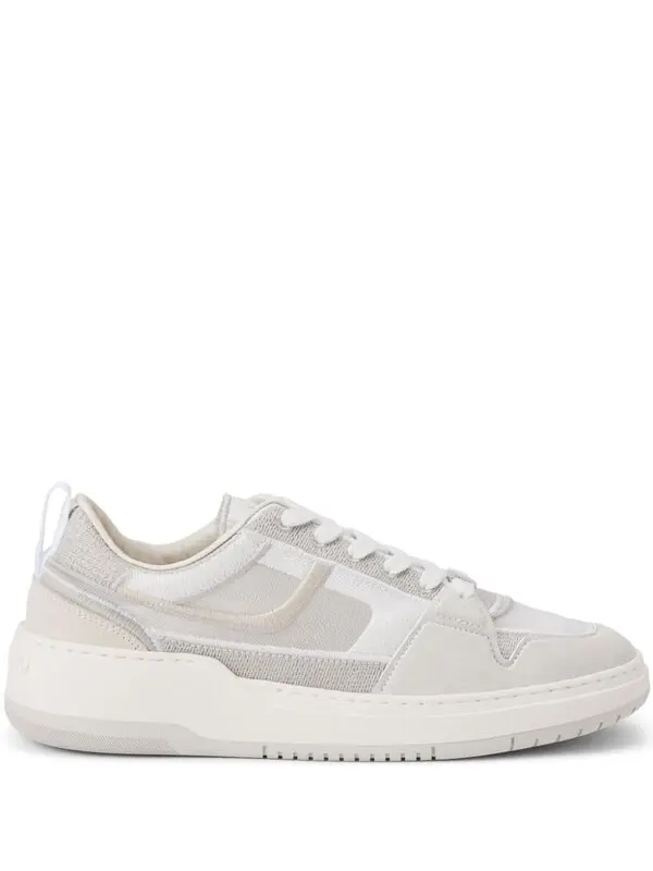 FERRAGAMO Mesh And Suede Lace-up Sneakers