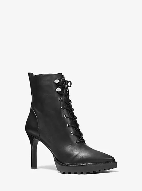 Michael Kors Kyle Leather Lace-up Boots - Black
