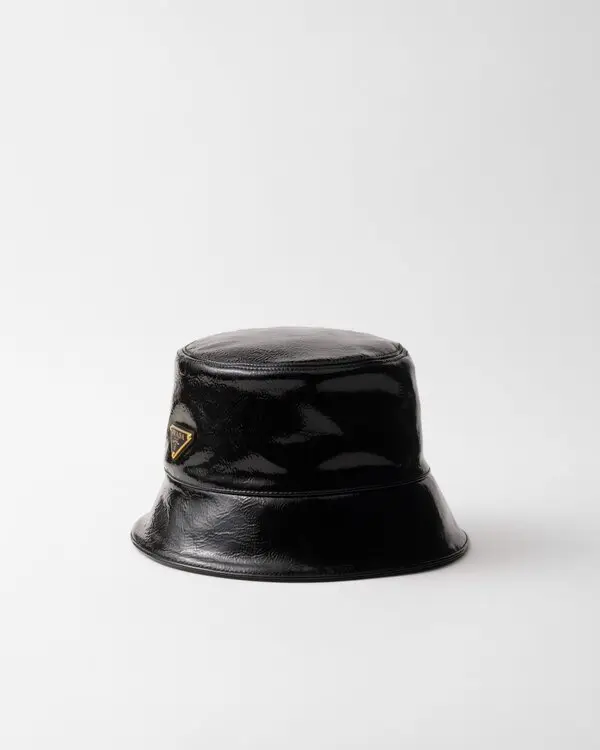 ハット PRADA BLACK NAPLAK BUCKET HAT Prada Naplak Patent Leather Bucket Hat - Black | Editorialist