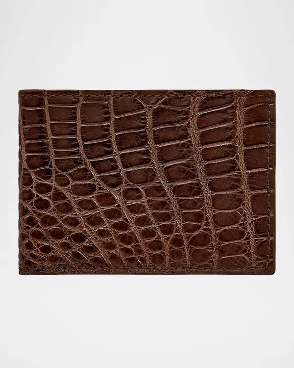 GRAPHIC IMAGE Alligator Leather Slim Bifold Wallet - Brown