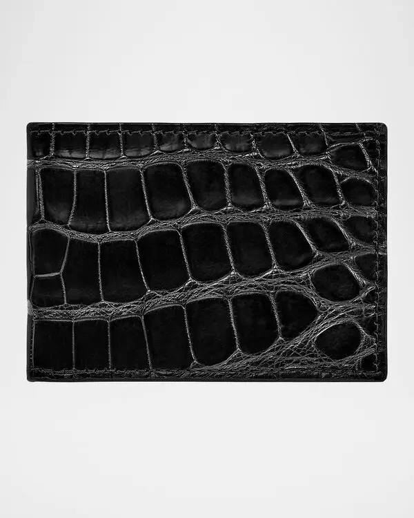 GRAPHIC IMAGE Alligator Leather Slim Bifold Wallet - Black