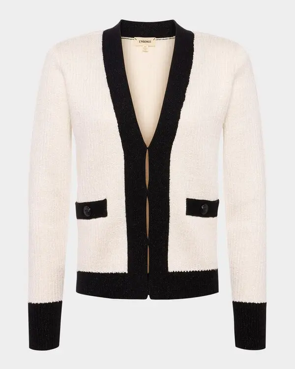 L'Agence Jinny Sequin Cardigan - Ivory Sequinblack