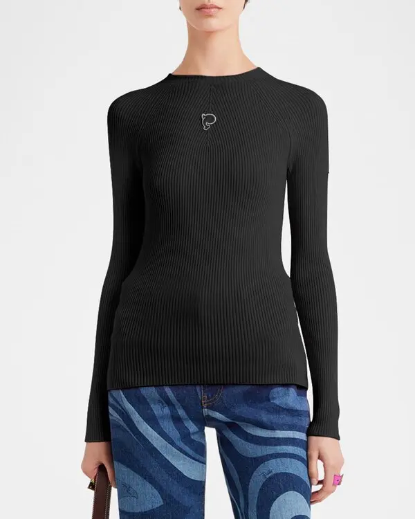 Emilio Pucci Fine Wool-lycra Vanise Rib Long-sleeve Top - Nero