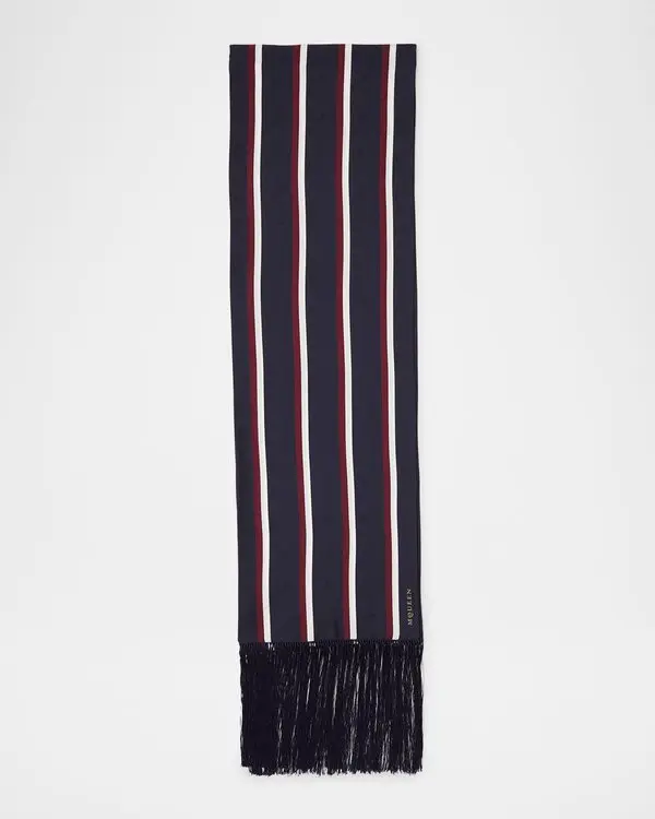 Alexander McQueen Twill Collegiate-inspired Silk Scarf