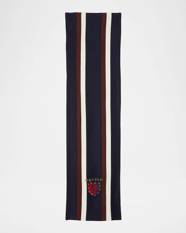 Alexander McQueen Striped Scarf W/ Logo Crest