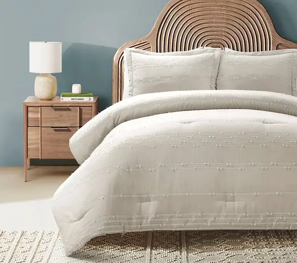 LUSH DECOR Clipped Stripe Jacquard Comforter Se T 3pc- F/q