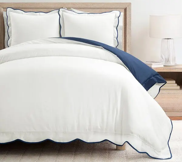 LUSH DECOR Coastal Chic Scallop Edge Duvet Cove R 3pc Set- F/q