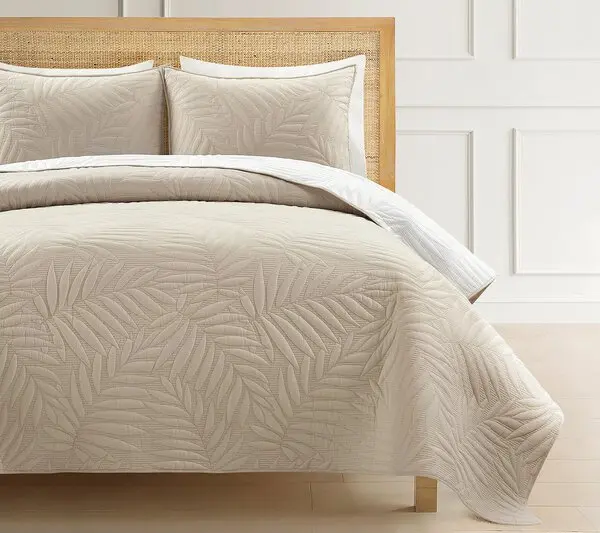 LUSH DECOR Isla Embroidered Leaf Reversible Qui Lt 3pc Set- F/q