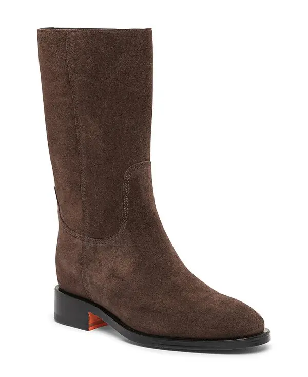 Santoni Suede Riding Boots - Dark Brown
