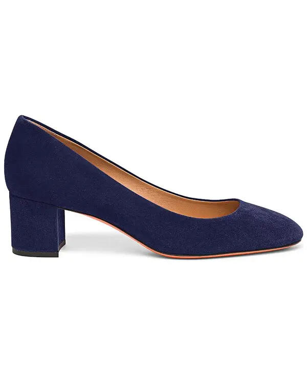 Santoni Fight Suede Low-heel Pumps - Navy