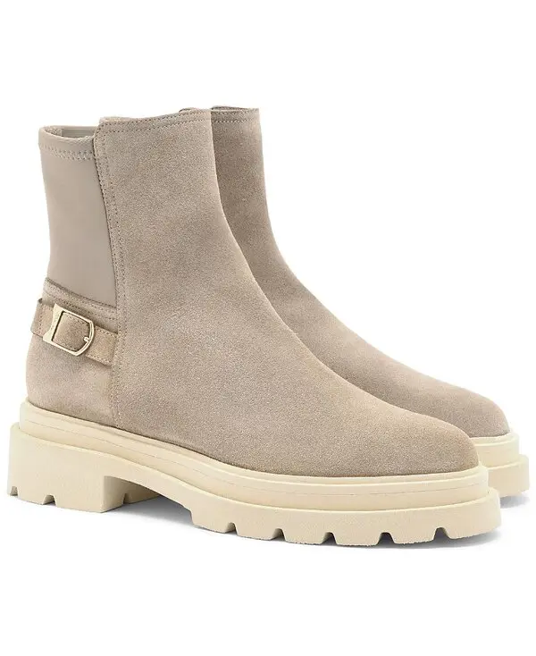 Santoni Erin Suede Ankle Bootie - Beige