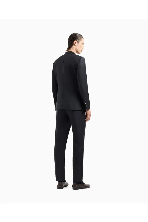 Giorgio Armani Soho Line Single-breasted Suit In Wool And Cashmere - Navy