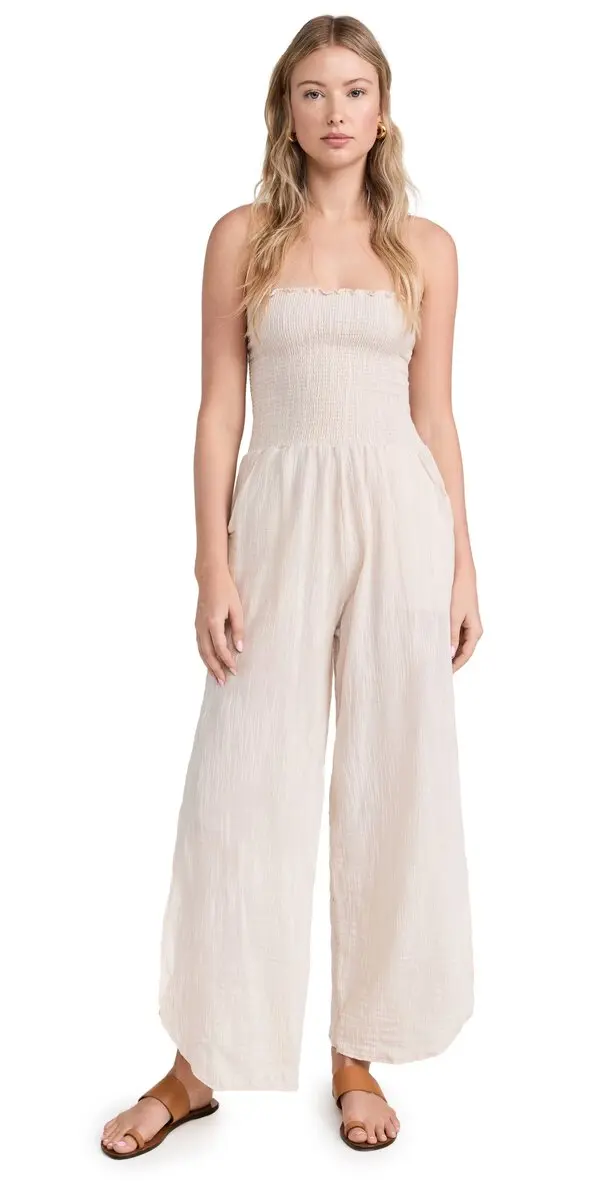 Peixoto Harriet Strapless Jumpsuit - Beige Canvas