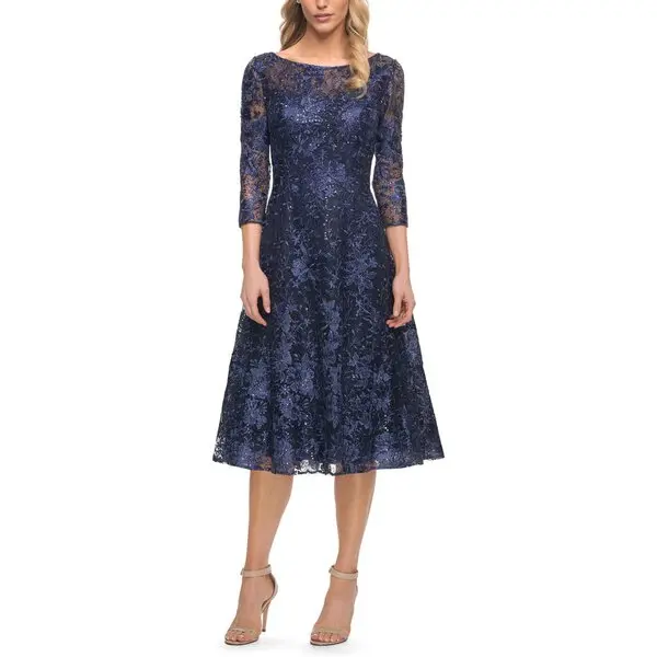 LABOMME Lace Tea Length Gown
