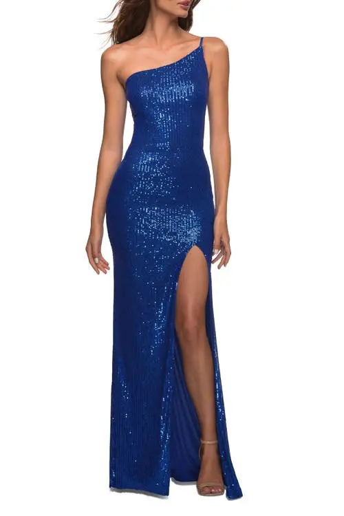 LABOMME One-shoulder Sequin Gown - Royal Blue