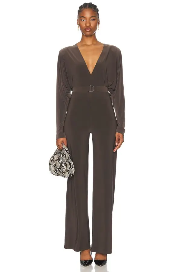Norma Kamali Dolman V-neck Jumpsuit - Espresso