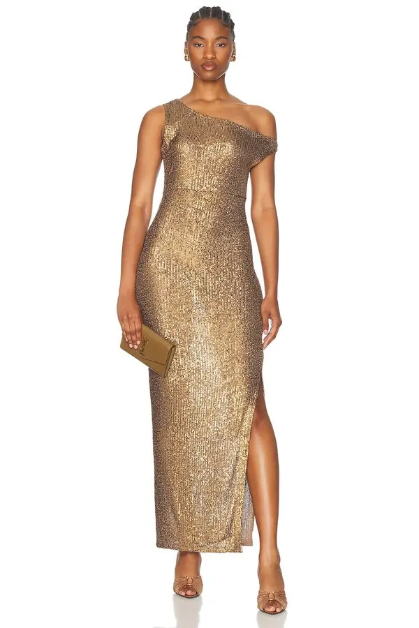 Norma Kamali Drop Shoulder Fitted Gown - Bronze