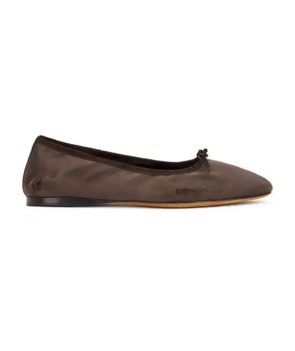 THE ROW Satin Hereditas Ballerina Flat - Brown