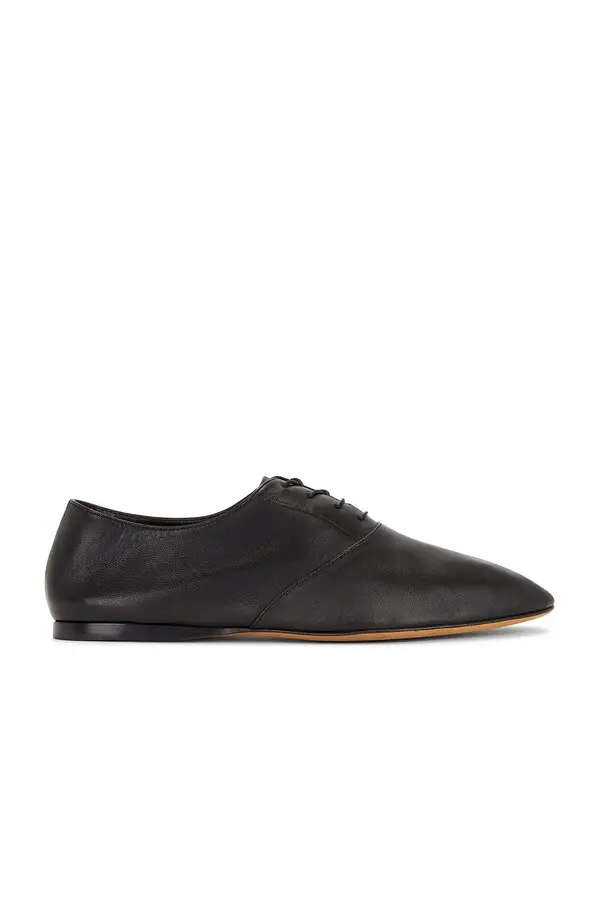THE ROW Hereditas Lace Up Flat - Black