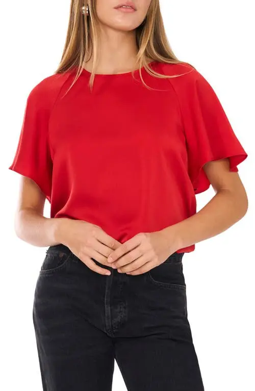 1.State Raglan Sleeve Charmeuse Top - Deep Rouge