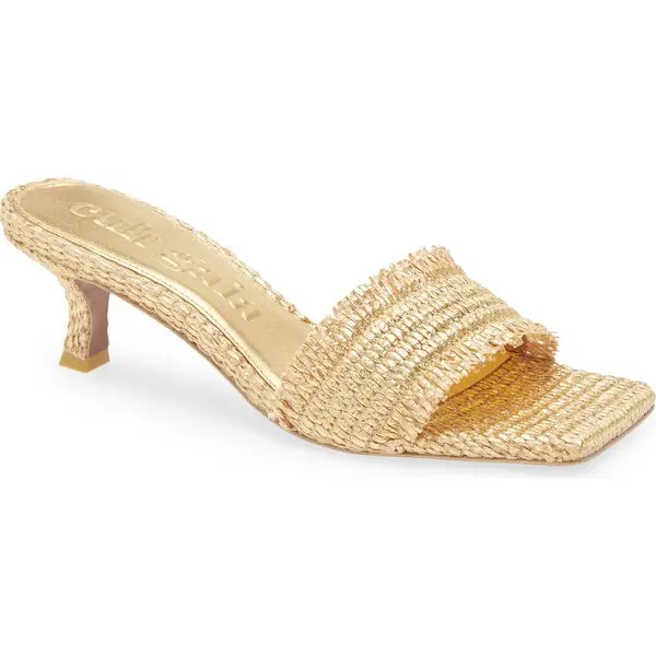 Cult Gaia Ada Straw Slide Sandal - Gold