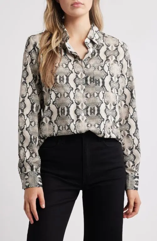 NIKKI LUND Annika Snakeskin Button-up Shirt