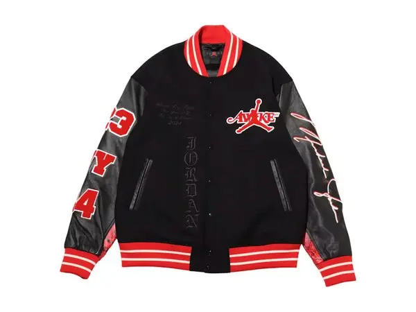 JORDAN X Awake Ny Varsity Jacket - University Red/black