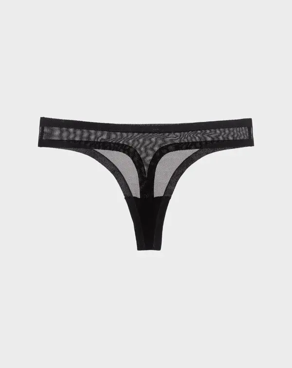 EBY Mesh Thong Panties, Seamless - Black