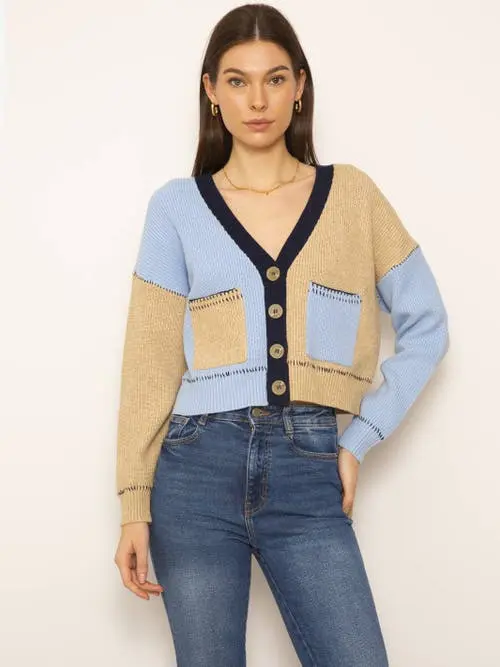 Central Park West Casey Colorblock Cardigan