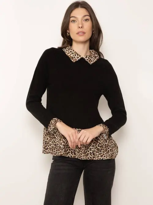 Central Park West Leopard Print Twofer Top